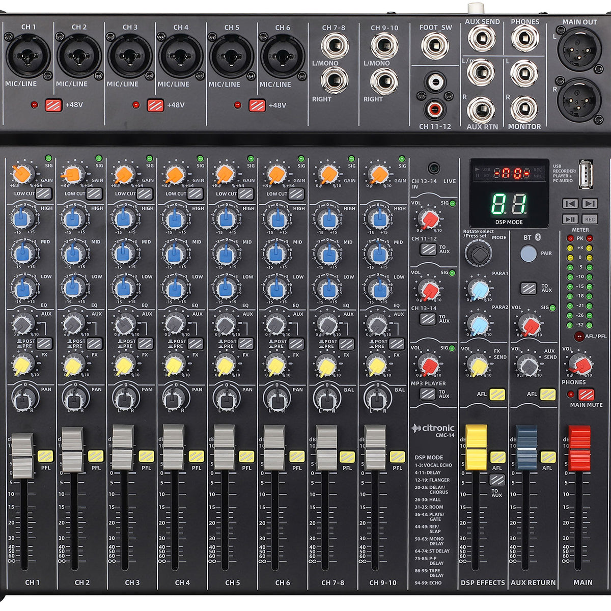 Citronic CMC-14 Mixing Console With DSP Effects - USB - Bluetooth ...